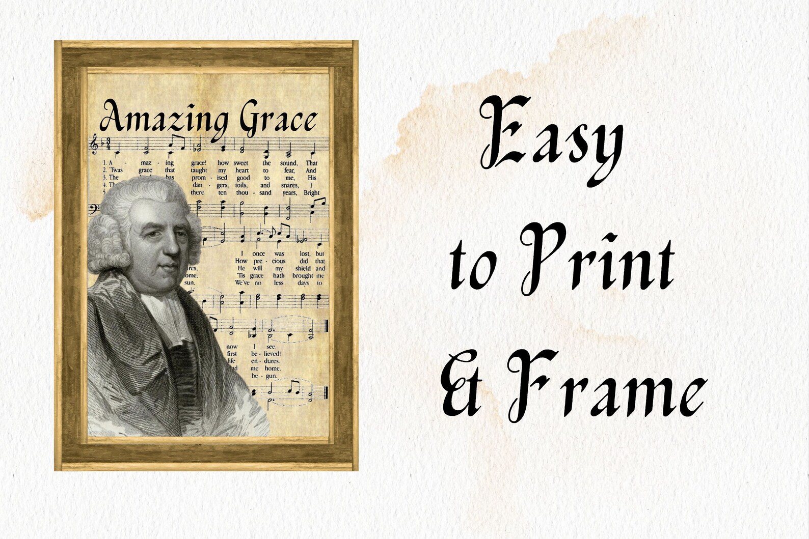 Amazing Grace Hymn Print | John Newton | Hymnwriter | Hymn Print | PDF ...