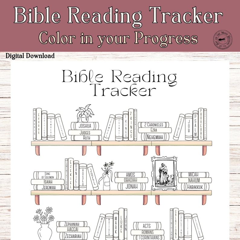 Coloring Bible Reading Tracker, Printable Bible Tracker, PDF, 2026 ...