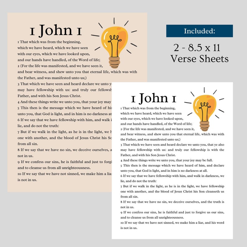 1 John 1 Scripture Memory Bundle, Homeschool Printable (digital ...