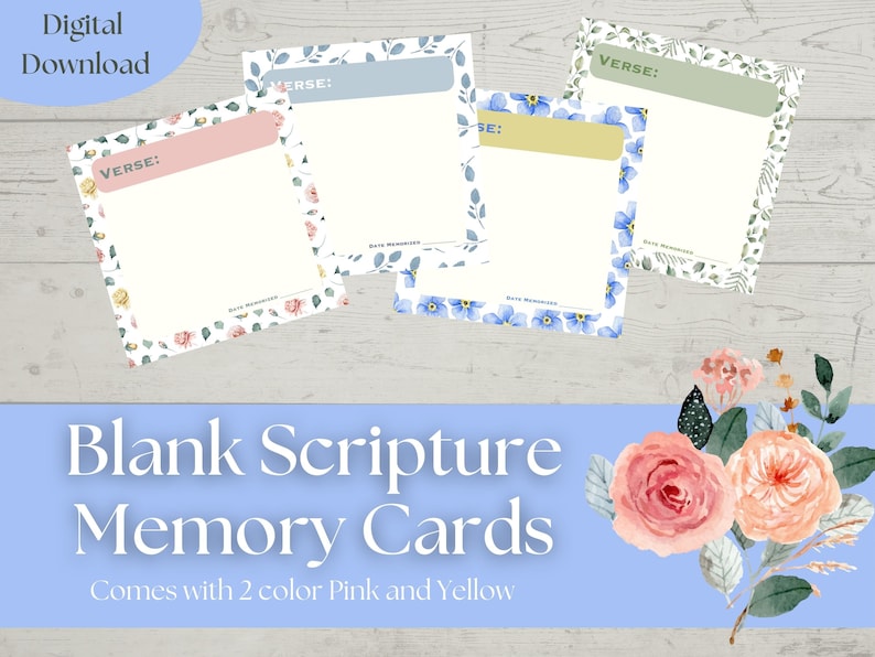 Blank Scripture Cards, Scripture Memory Cards, Write Your Own Memory ...