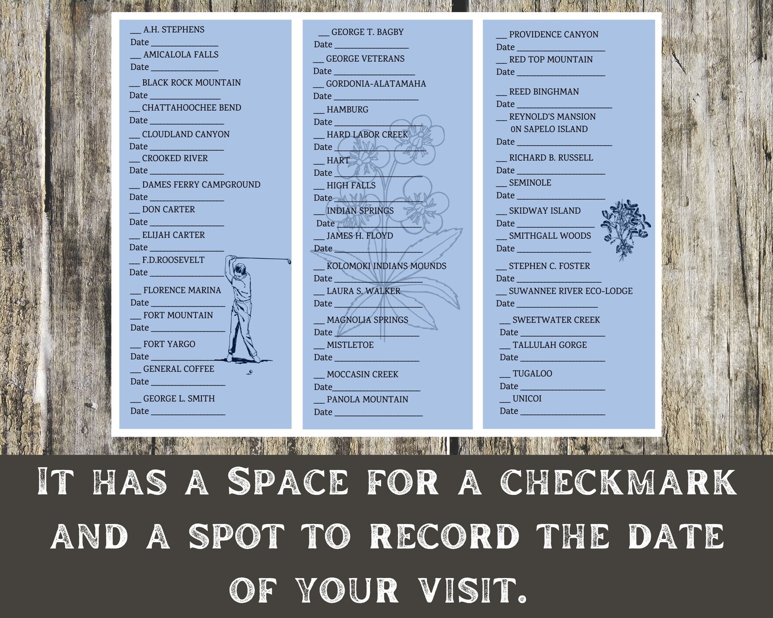 Georgia State Parks Checklist Printable Checklist State - Etsy