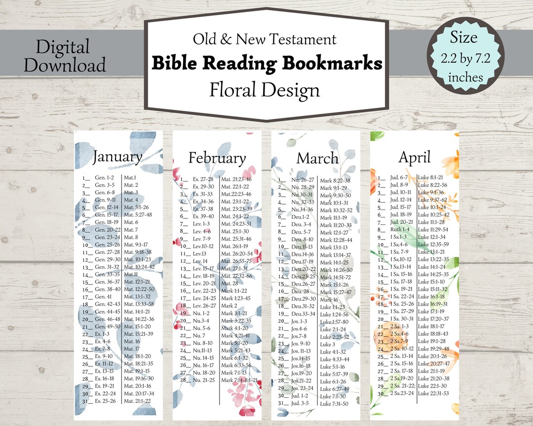 Old & New Testament Bible Reading Bookmarks, Read the Bible in a Year ...
