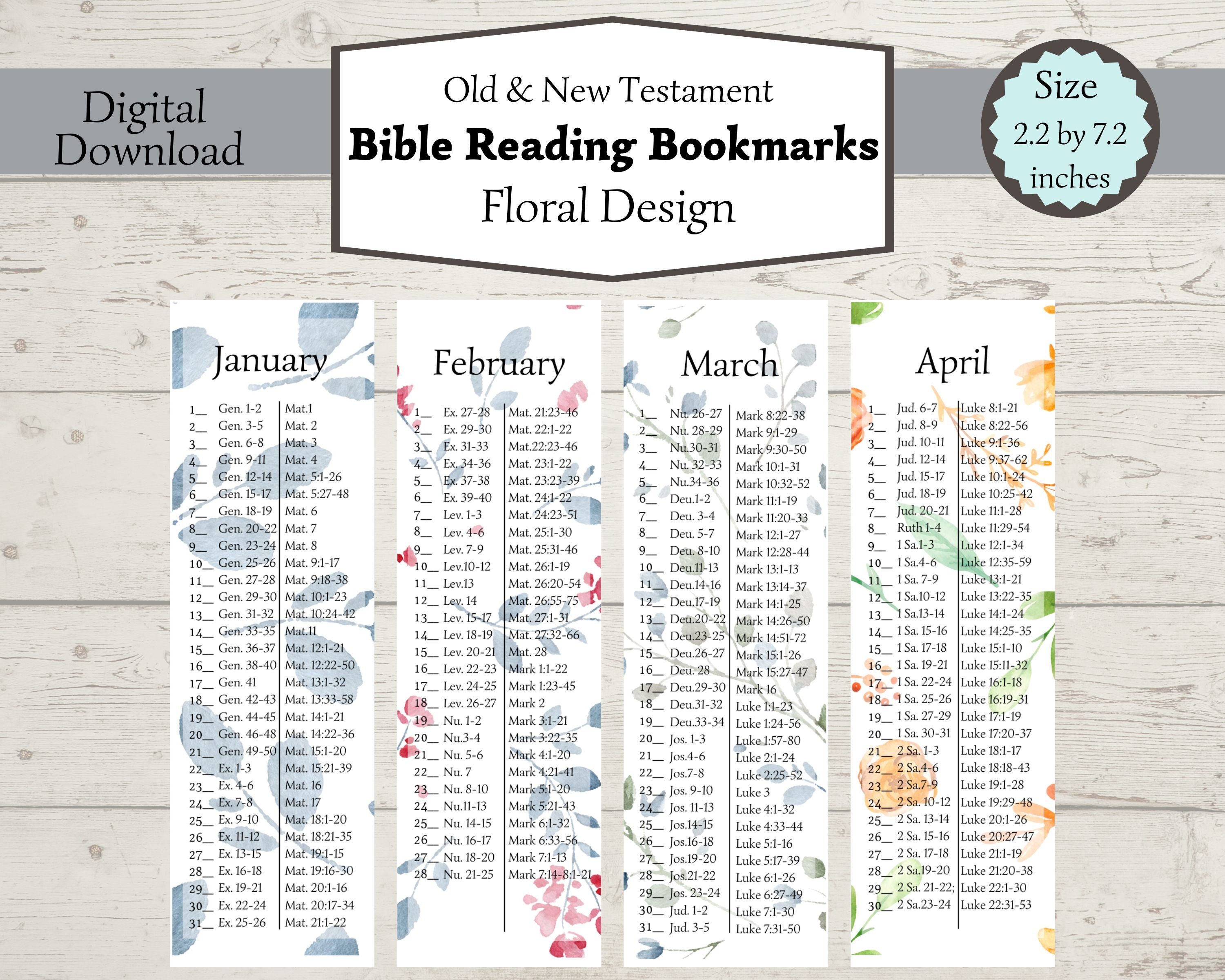 Bible Reading Bookmarks, Old & New Testament Tracker (digital Download ...