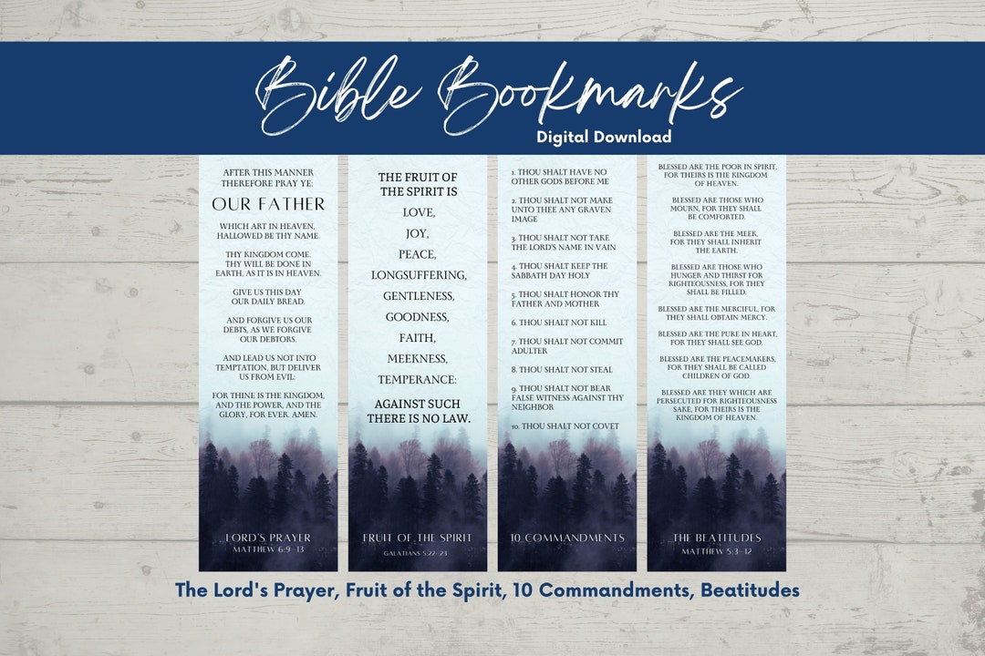Bible Bookmarks Bundle, 10 Commandments, Beatitudes, Fruit of the ...