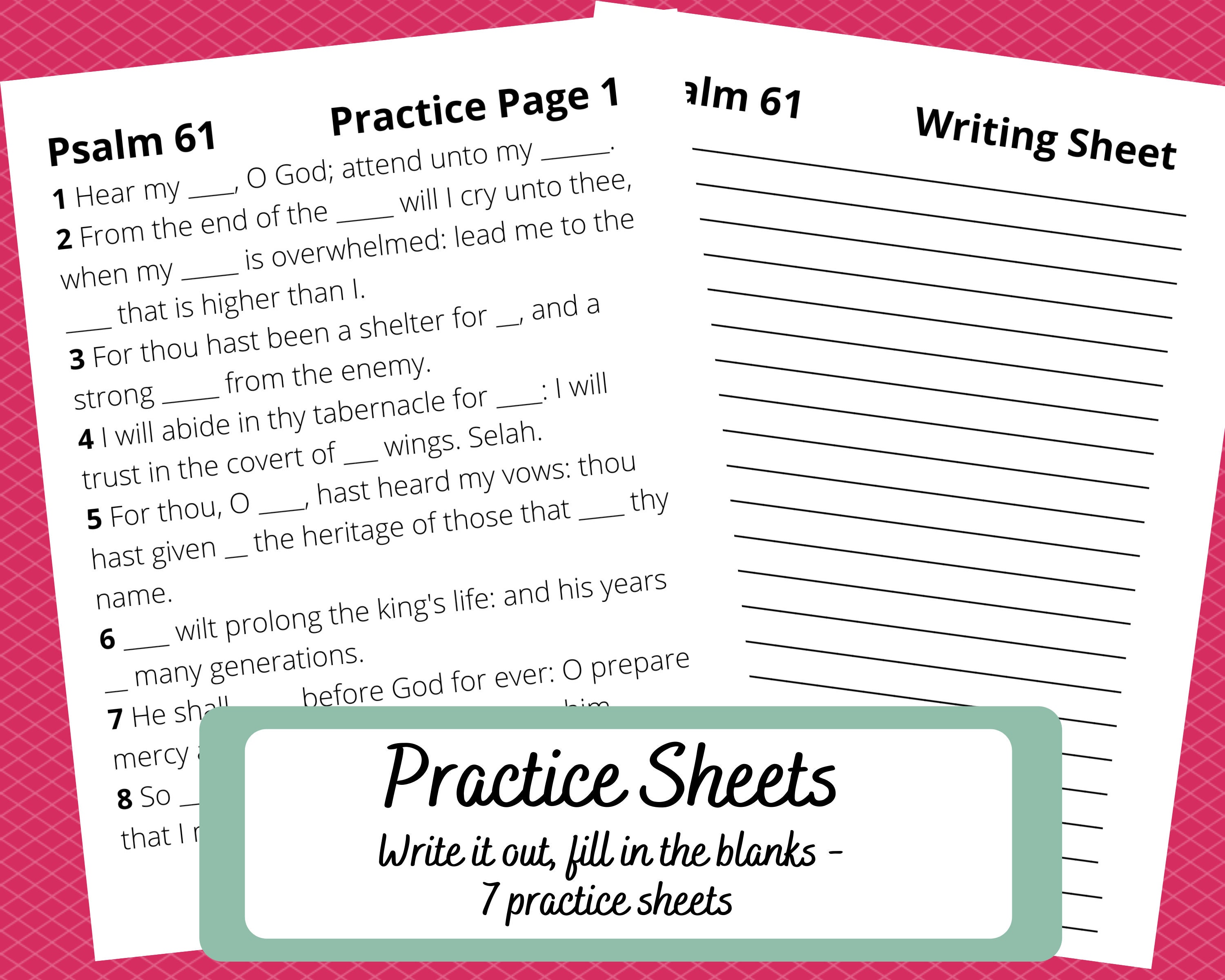 Scripture Memory Psalm 61 Memorize Scripture Verse Cards Fill in the ...