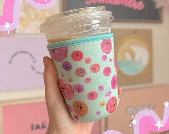 Smiley Iced Coffee Sleeve, Drink Cover, Iced Coffee Lover Gift, Trendy ...