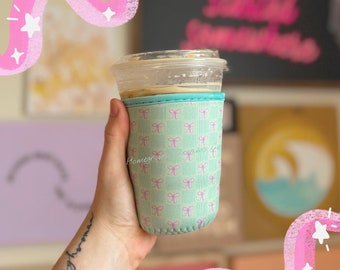 Smiley Iced Coffee Sleeve, Drink Cover, Iced Coffee Lover Gift, Trendy ...