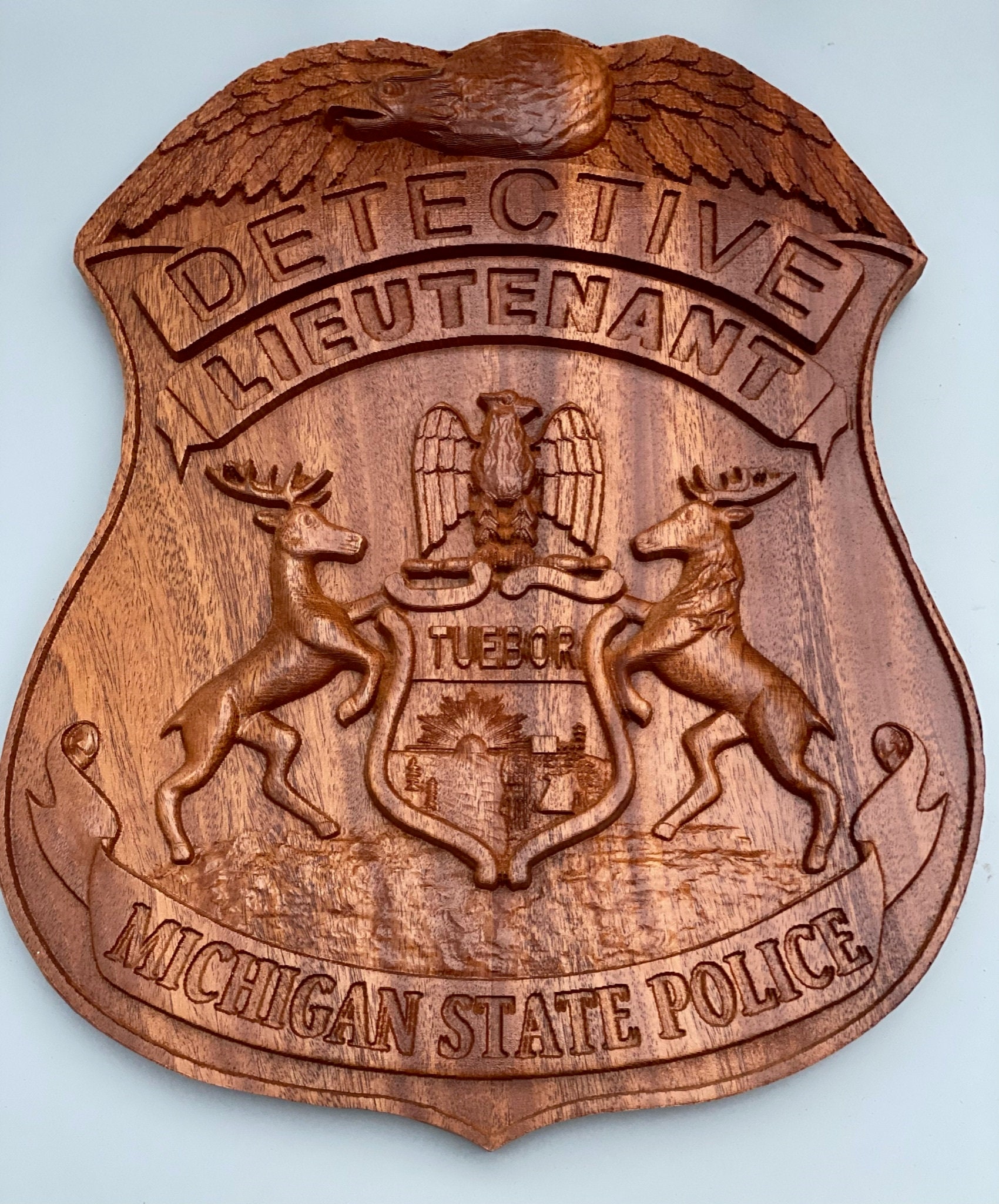 3D Wood Carved Police Fireman Replica Badge Custom Badge Wood Badge ...