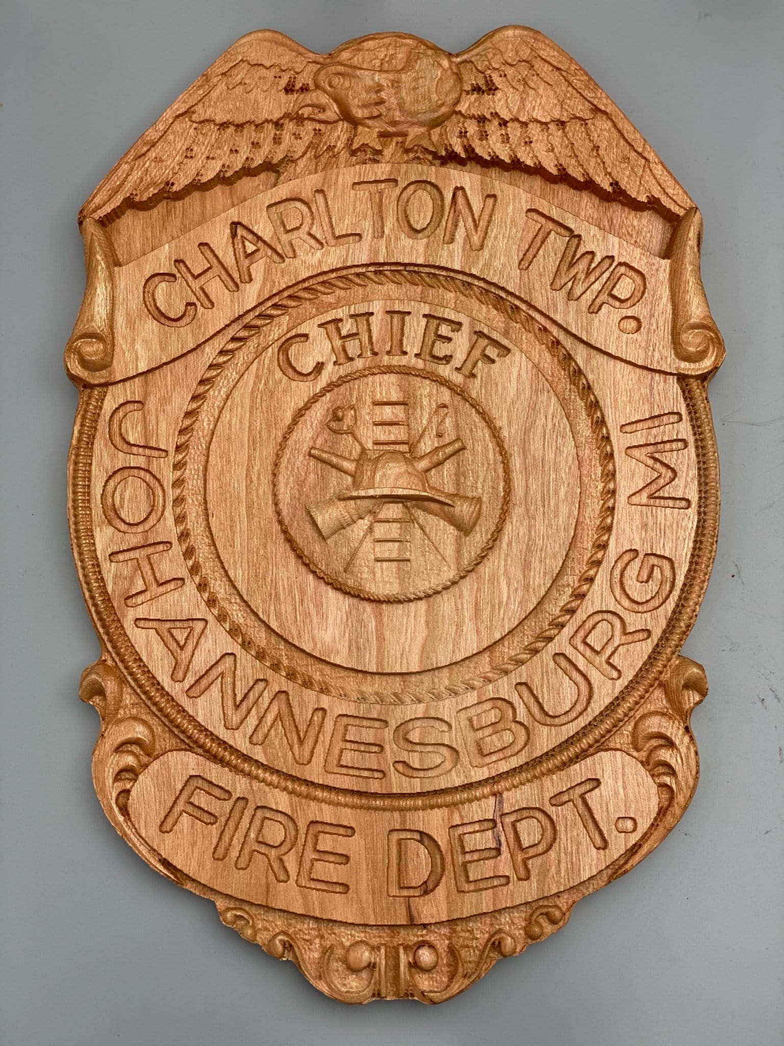 3D Wood Carved Police Fireman Replica Badge Custom Badge Wood Badge ...