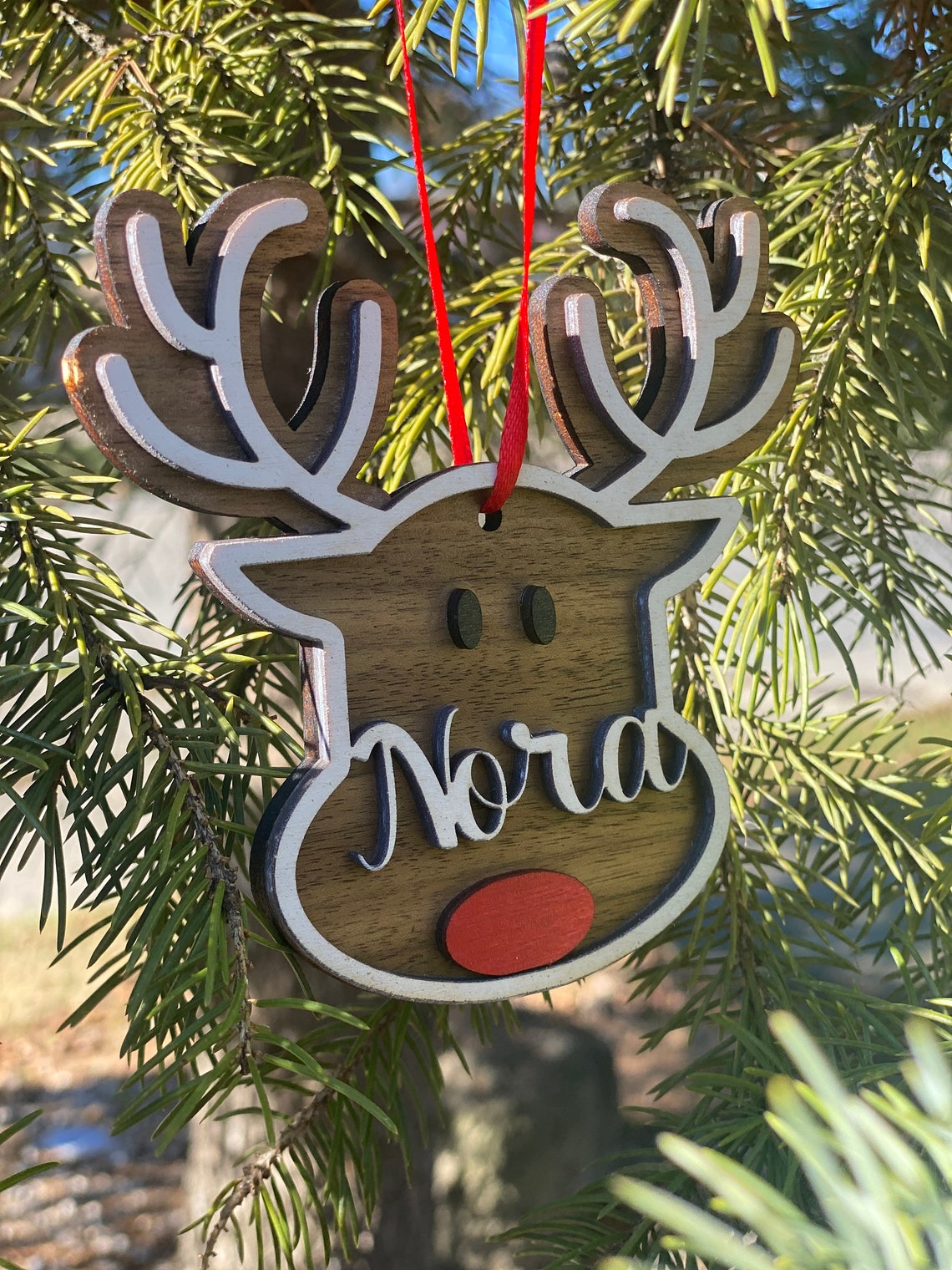 Reindeer Christmas Ornament Customizable Laser Ready File SVG - Etsy
