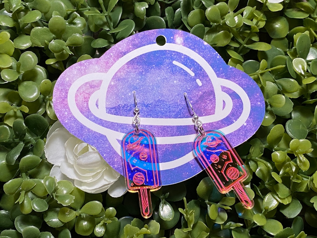 Custom Iridescent Acrylic Space Popsicle Earrings - Ice Cream Earrings ...