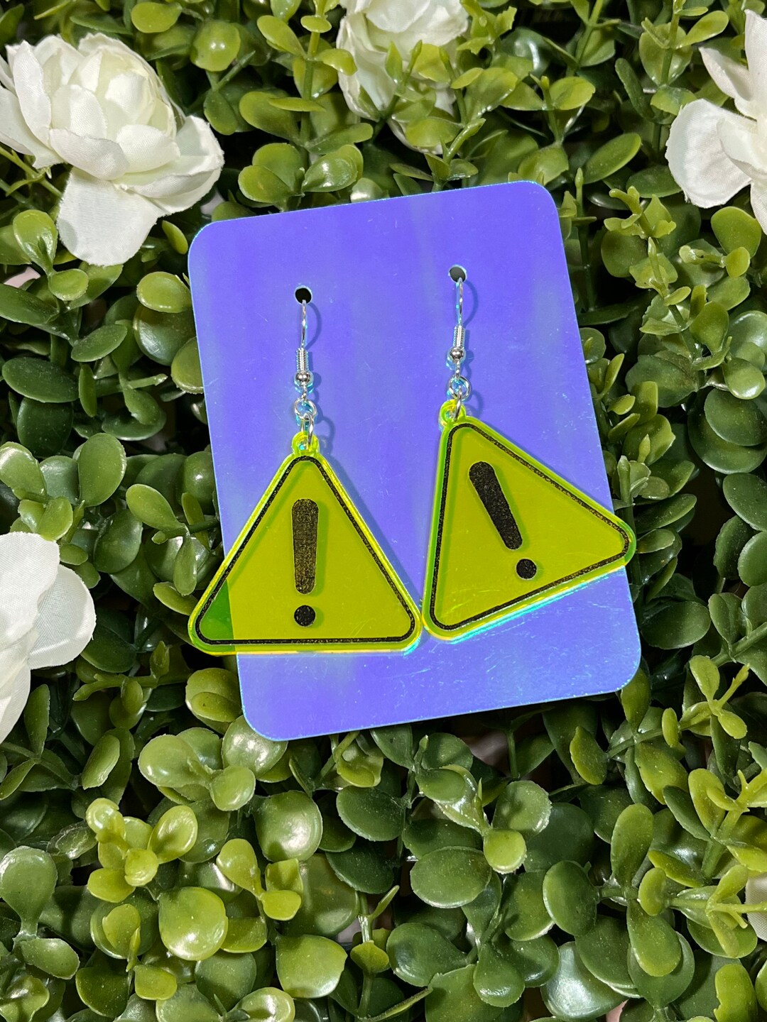Caution Sign Safety Kitsch Earrings - Florescent Safety Earrings ...