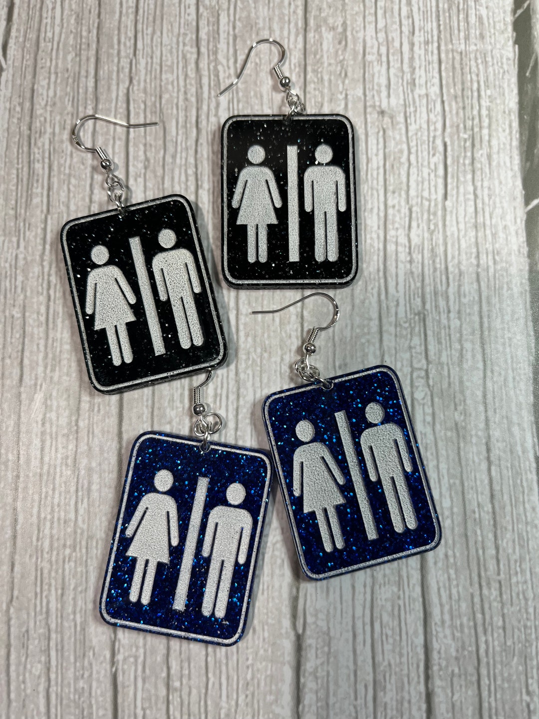 Bathroom Male Female Sign - Kitsch Earrings - Drag Earrings - Restroom ...