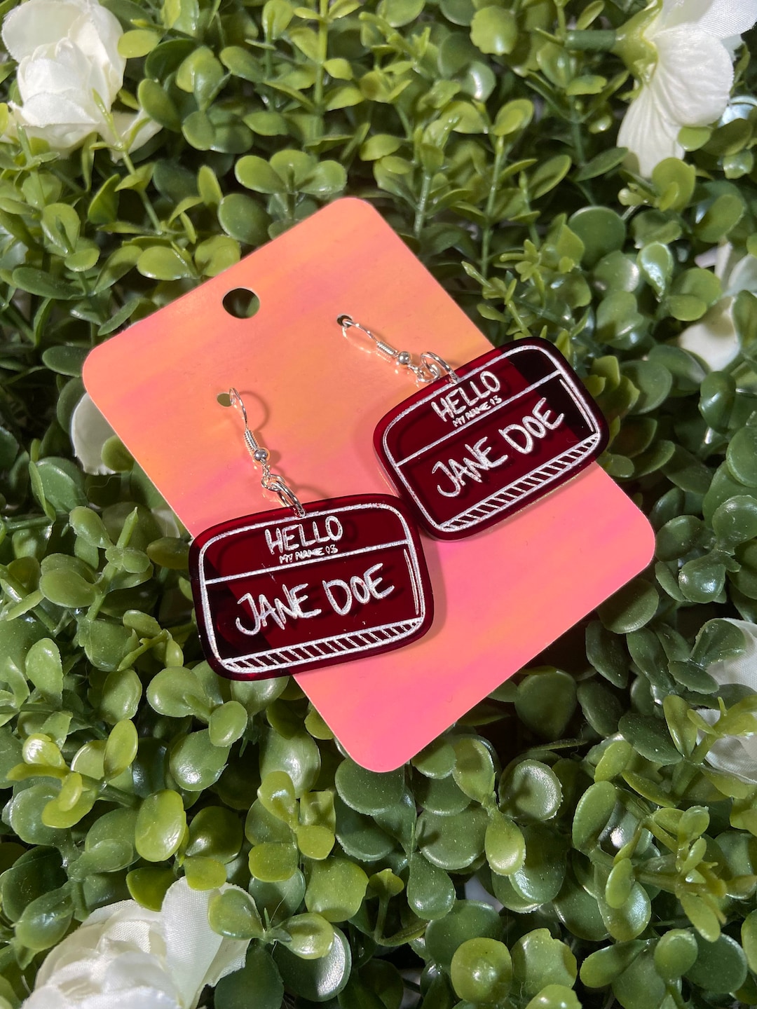 True Crime Jane Doe Identity Sticker Earrings- Hello My Name is ...