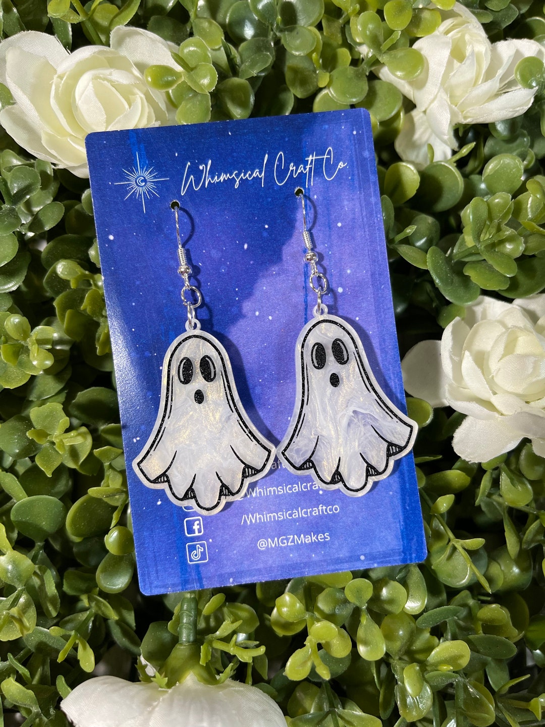 Marble Spectre Earrings - Spooky Earrings - Ghost Earrings - Halloween ...