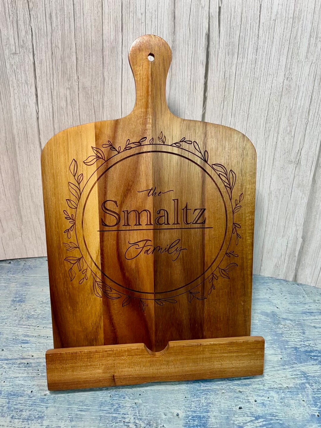 Personalized Wooden Recipe Book Holder, Wood Cookbook Stand, Custom ...