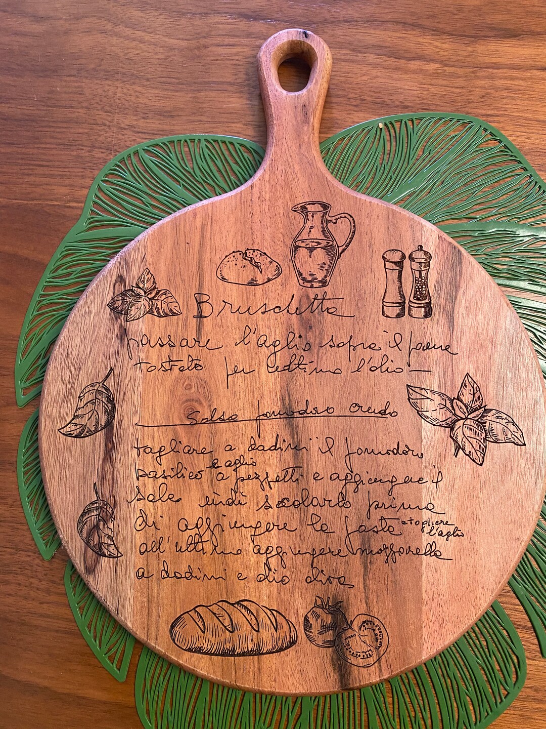 Personalized Wooden Round Custom Recipe Cheese Board, Charcuterie Board ...