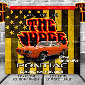 PONTIAC GTO the JUDGE, Digital Design, 20oz Skinny Tumbler, Sublimation ...