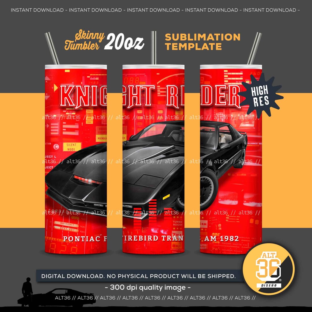 Knight Rider Digital Design 20oz Skinny Tumbler, Sublimation Designs ...