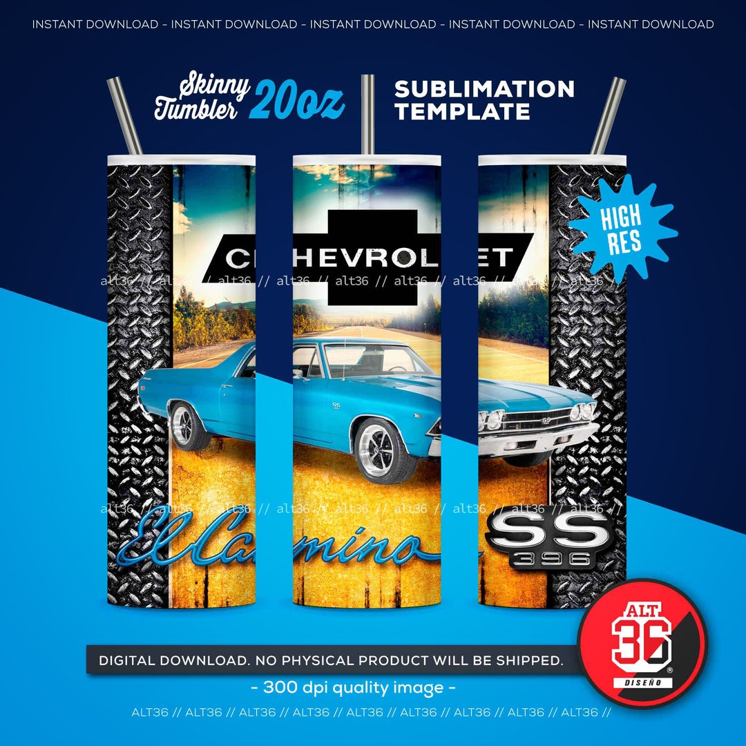 Chevy El Camino, Digital Design, 20oz Skinny Tumbler, Sublimation ...