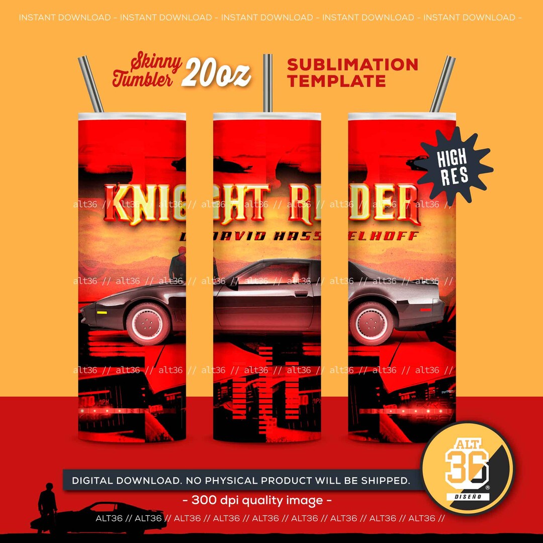 Knight Rider Digital Design 20oz Skinny Tumbler, Sublimation Designs ...