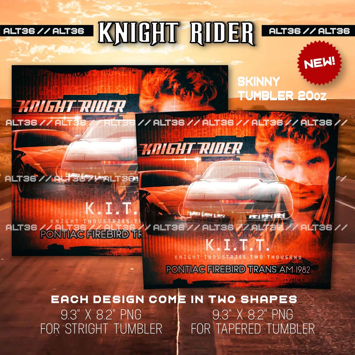 Knight Rider Digital Design 20oz Skinny Tumbler Sublimation - Etsy