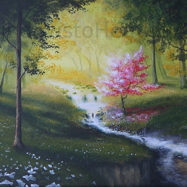 Trees and Stream - Etsy