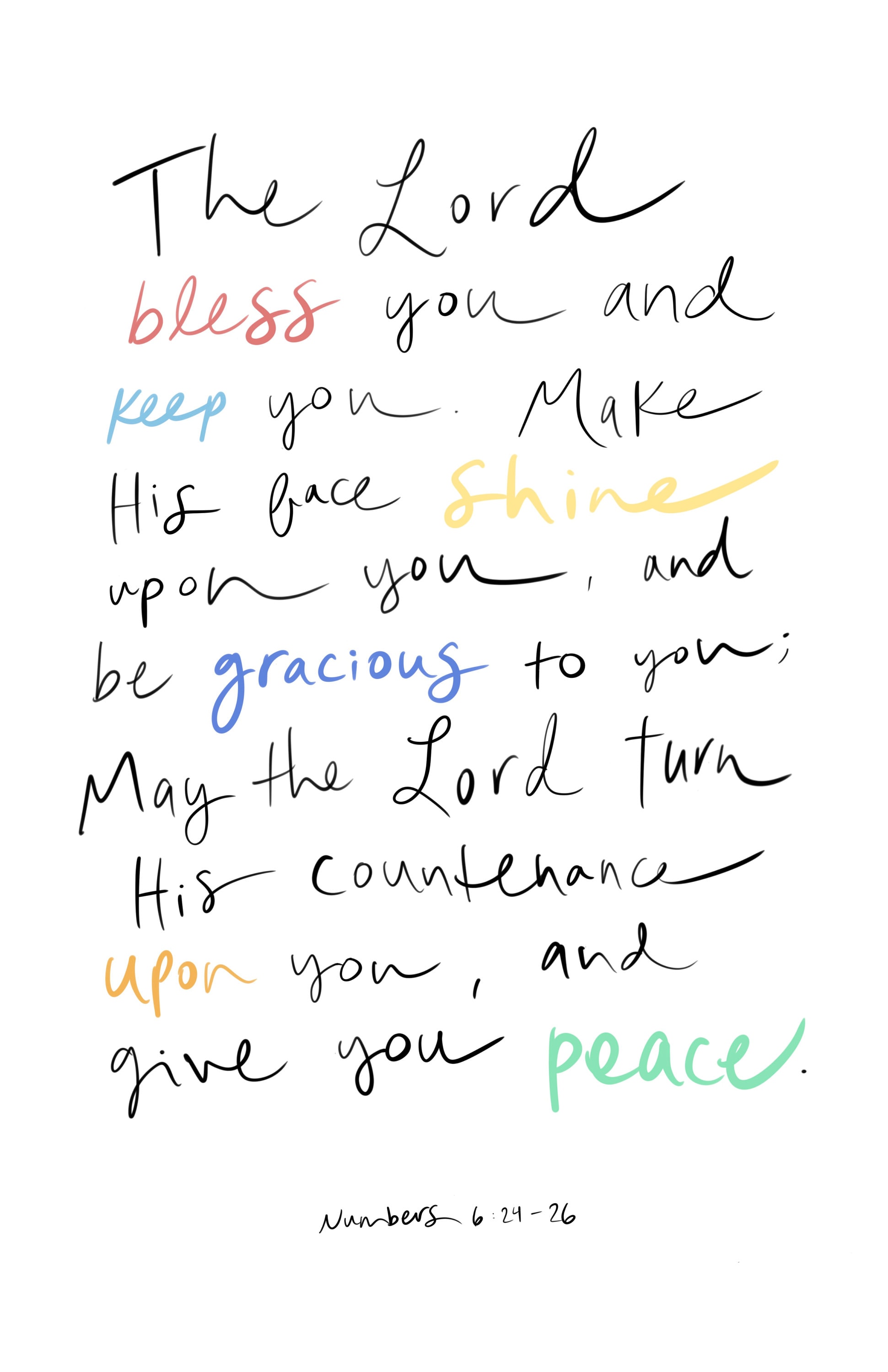 The Blessing Song Lyrics - Bible Quote Numbers 6 24:26 - Christian Wall ...
