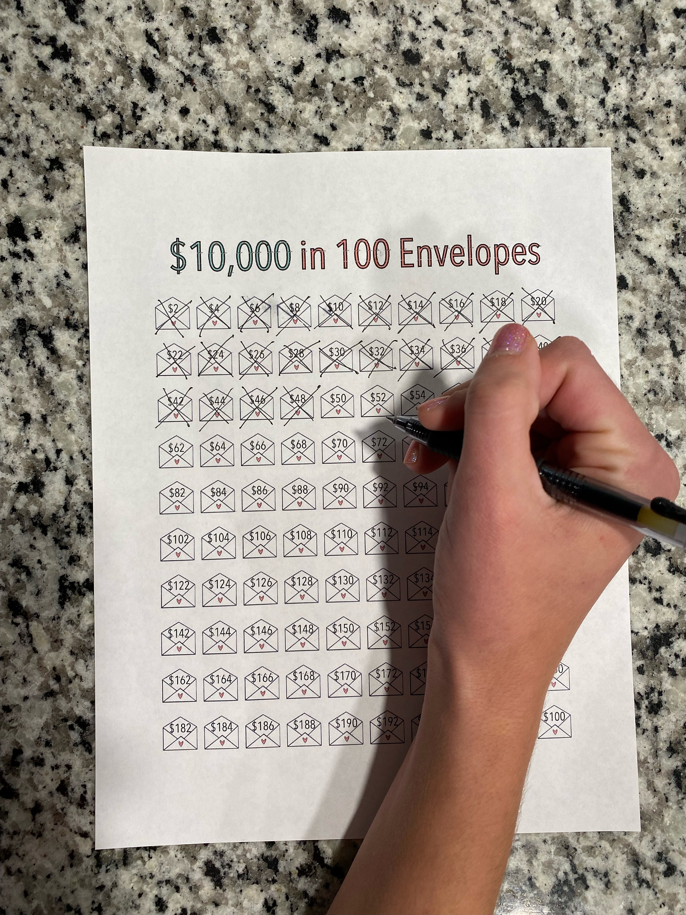Envelope Savings Challenge Printable: 10,000 in 100 Envelopes Easy ...