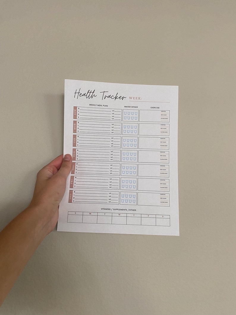 Personal Health Tracker: Meals, Exercise, Etc. Printable - Etsy