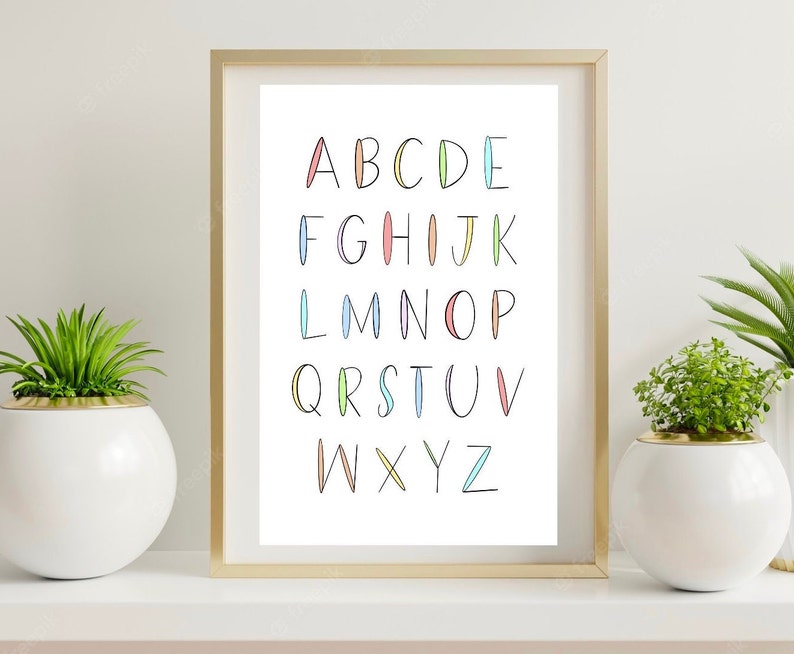 ABC Kids Nursery Colorful Wall Art Poster Digital Download Printable ...