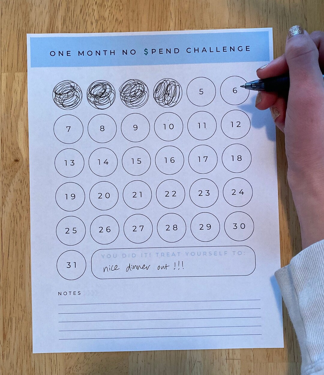 NO SPEND CHALLENGE - Easy Printable Financial Tracker Money Savings ...