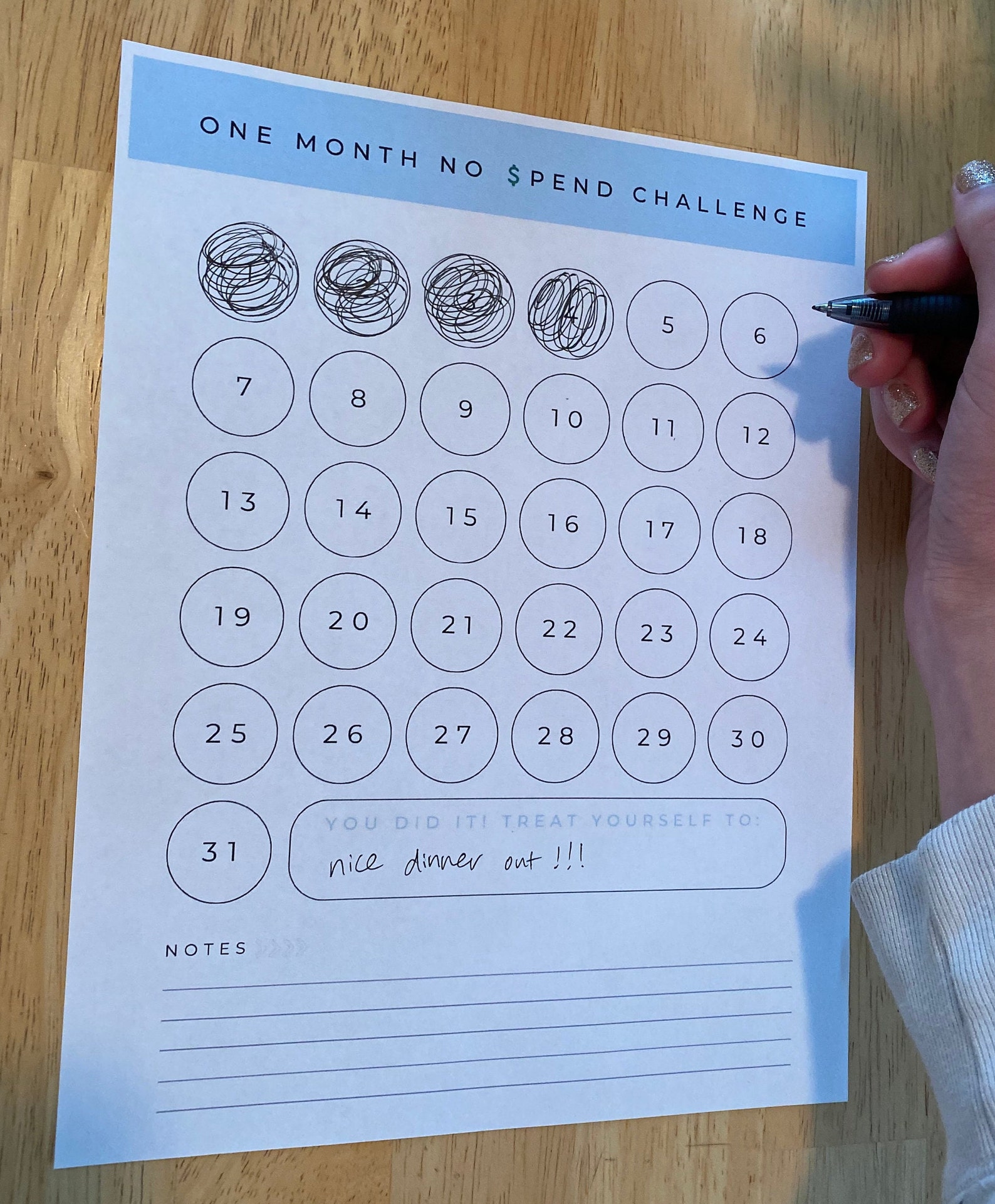 NO SPEND CHALLENGE - Easy Printable Financial Tracker Money Savings ...