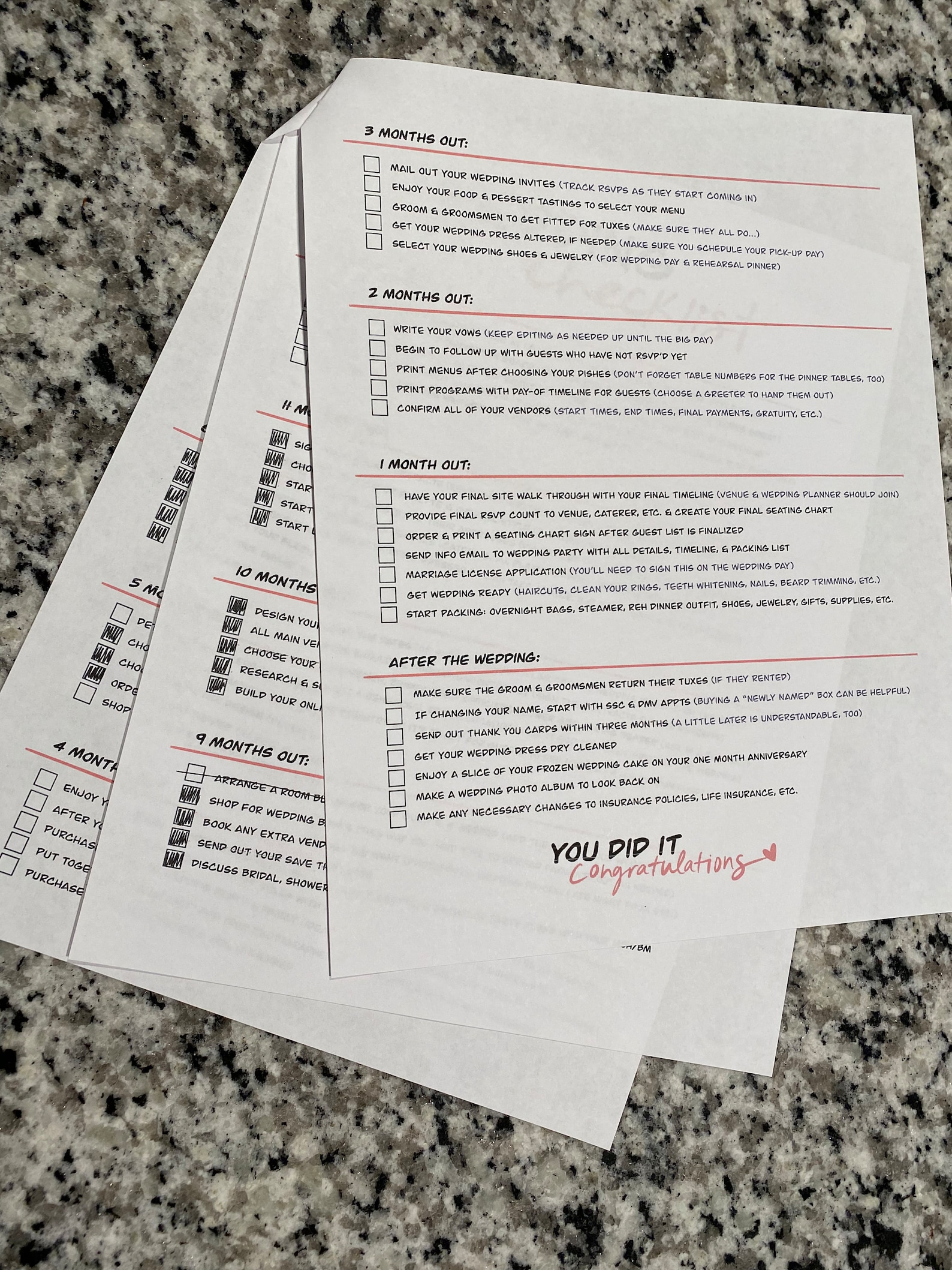 Wedding Planner Checklist Digital Download Bride Checklist Count Down to Wedding - Etsy