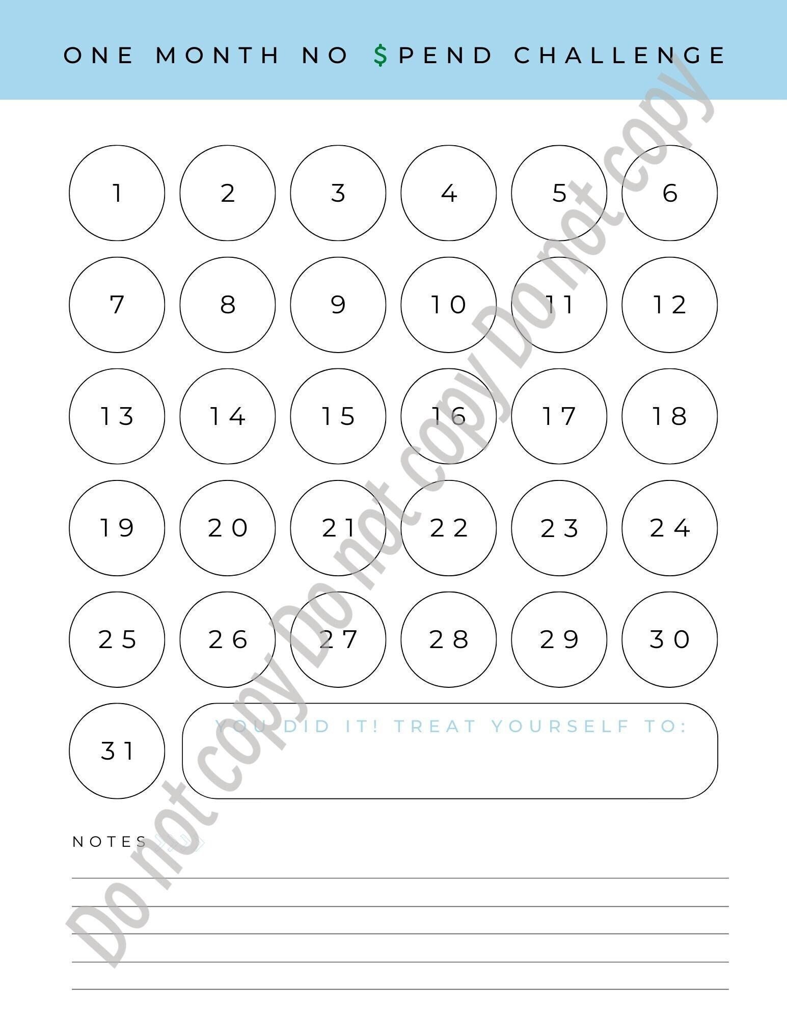 NO SPEND CHALLENGE - Easy Printable Financial Tracker Money Savings ...