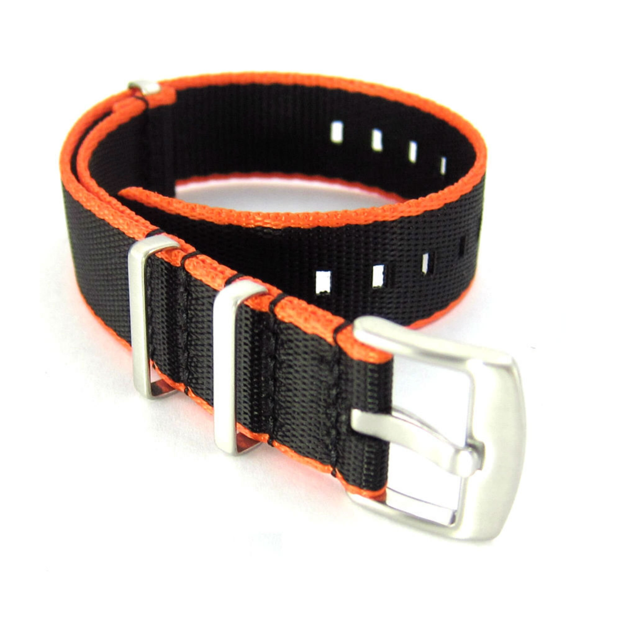 Seat Belt Pass-through Watch Strap Black With Orange Edge Premium ...