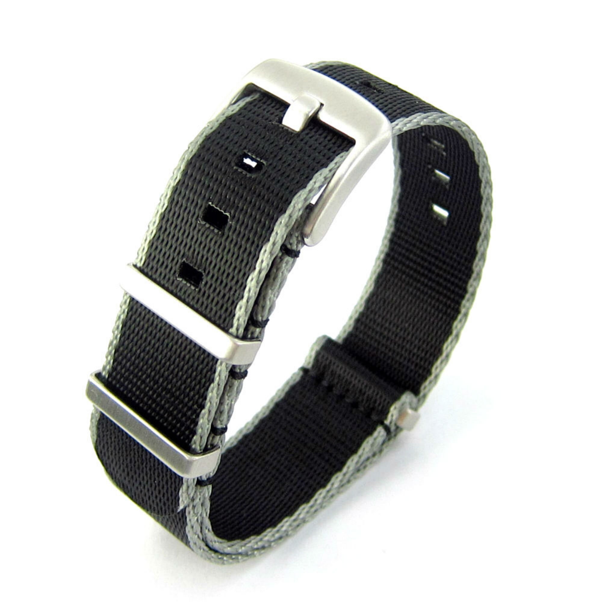 Seat Belt Pass-through Watch Strap Black With Grey Edge Premium Quality ...