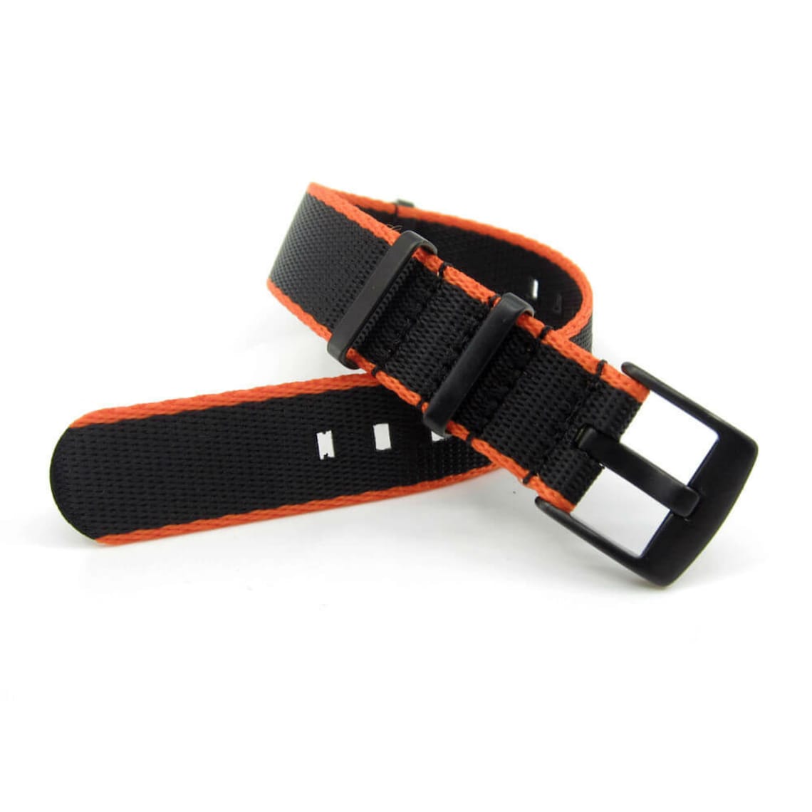 Seat Belt Pass-through Watch Strap Black With Orange Edge Premium ...