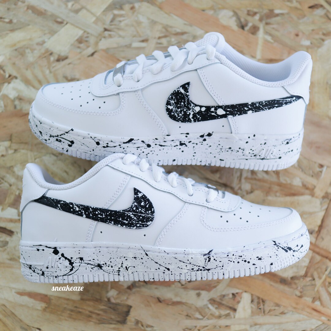 Air Force 1 Custom Splash Paint Splatter Black and White Unisex ...