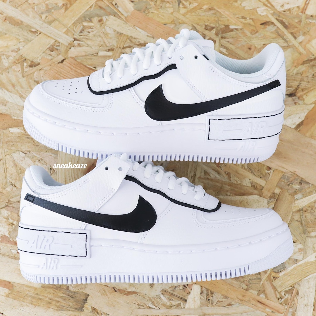 AF1 Shadow Custom Air Force 1 Black and White Panda Sneakers - Etsy