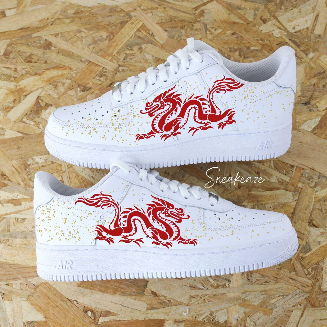 Air Force 1 Custom AF1 Sneakers Custom Hand Painted Chinese Dragon ...
