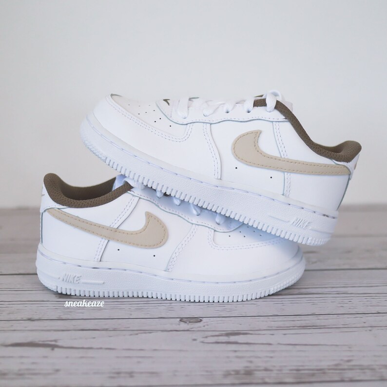 Air Force 1 Custom Color Swoosh Pastel Beige and Chocolate - Etsy