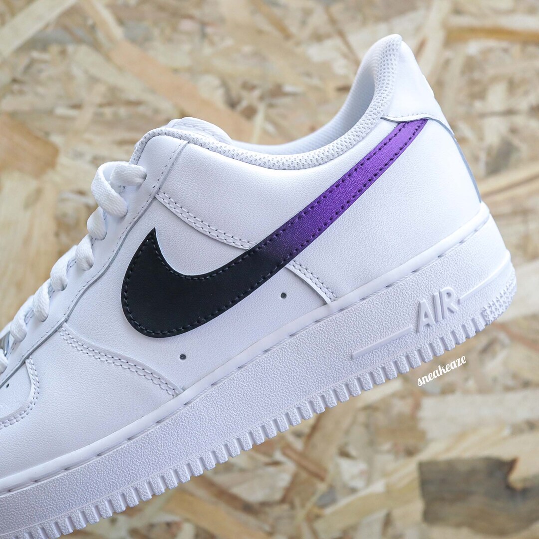 Custom Sneakers Air Force 1 AF1 Gradient Black and Metallic Purple ...