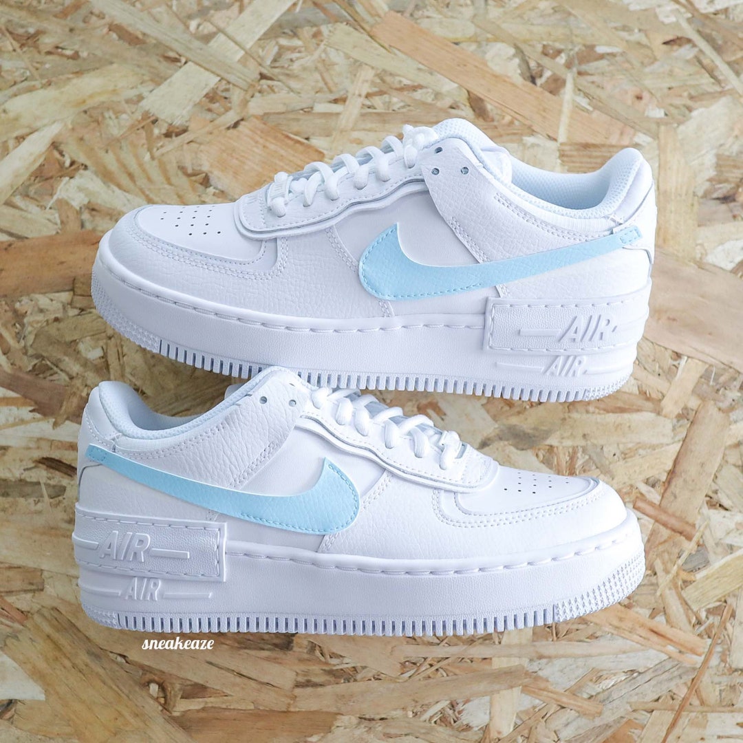 AF1 Custom Air Force Shadow Baby Blue Unisex Sneakers - Etsy