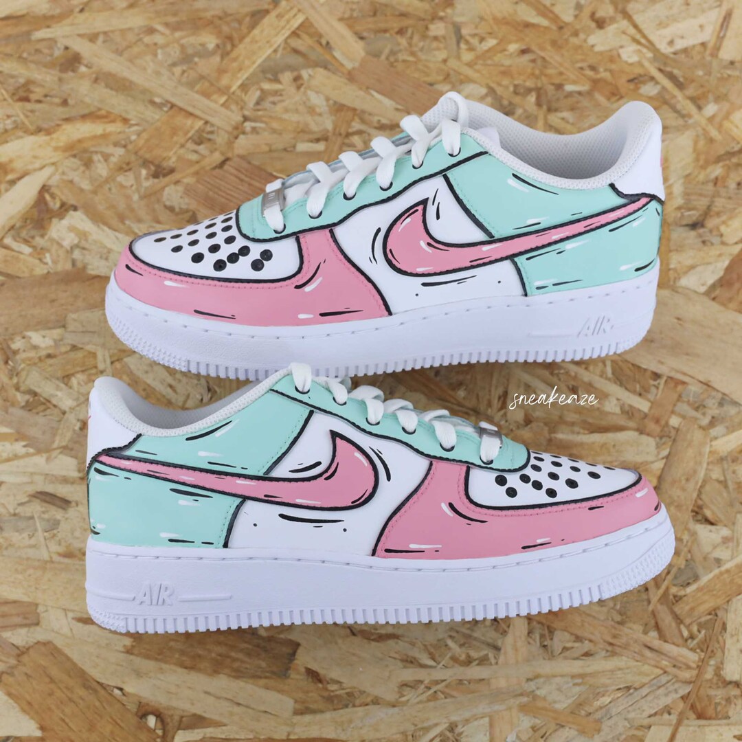 Personalized AF1 Sneakers Air Force 1 Custom Pastel Cartoon Sketch ...