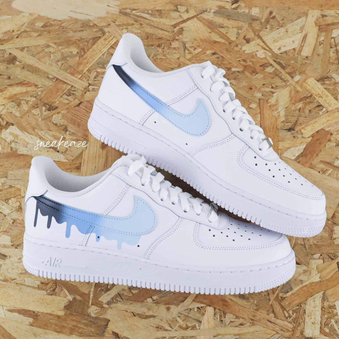 AF1 Custom Air Force 1 Drip Gradient Blue Flowing Effect Sneakers Any ...
