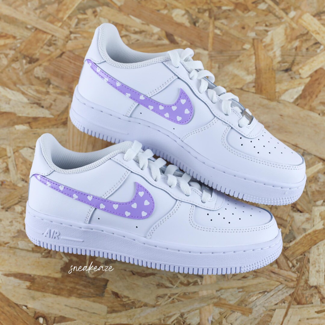 Handmade Custom AF1 Air Force 1 Lavender Heart Valentine's Day Unisex ...