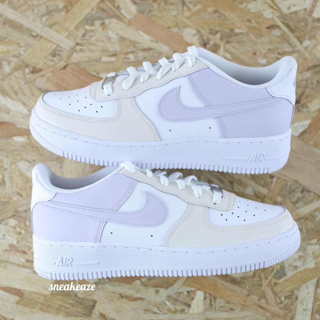AF1 Customs Air Force 1 Sneakers Pastel Cream Lavender Unisex - Etsy