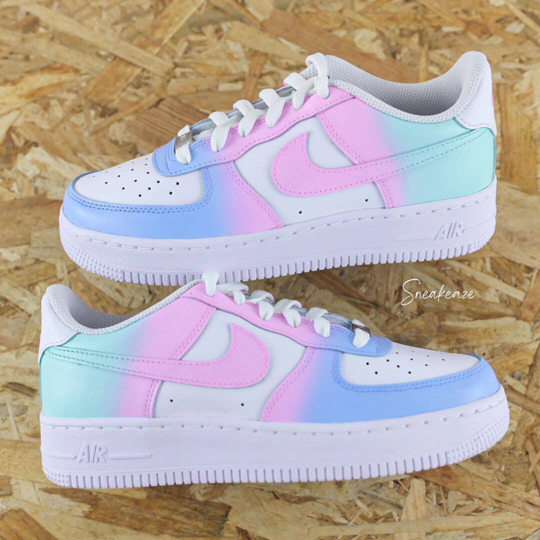 AF1 Custom Air Force 1 Pastel Gradient Pink and Blue Unisex Sneakers - Etsy