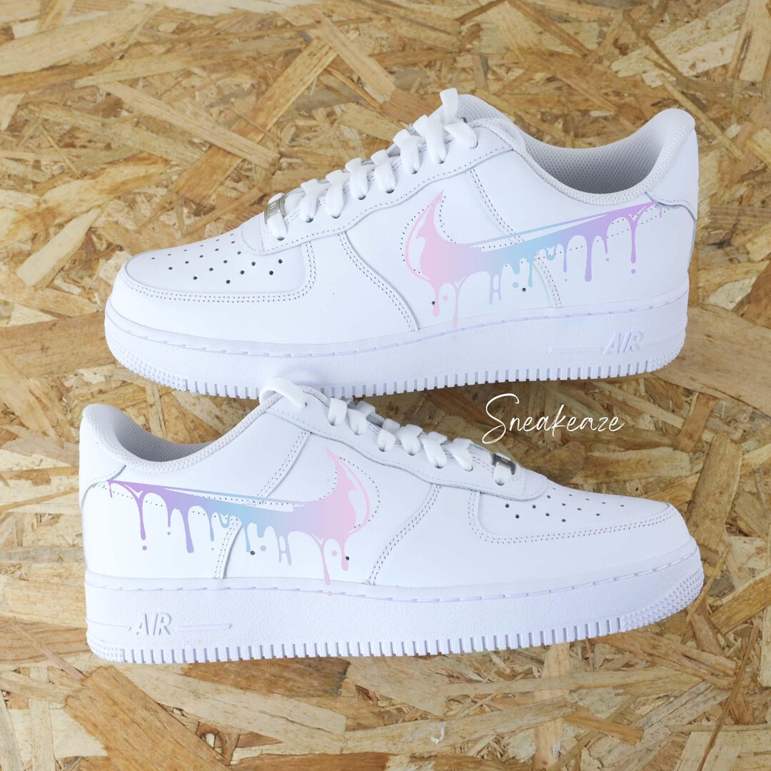 Air Force 1 Custom Drip Gradient Pastel Color Unicorn AF1 Sneakers ...